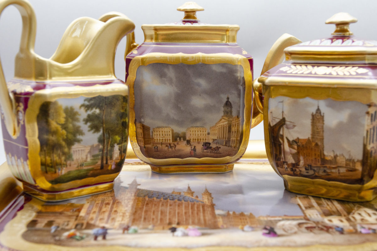 Porselein set met zichten, Jacquet en Nédonchelle in Brussel - L'Égide ...